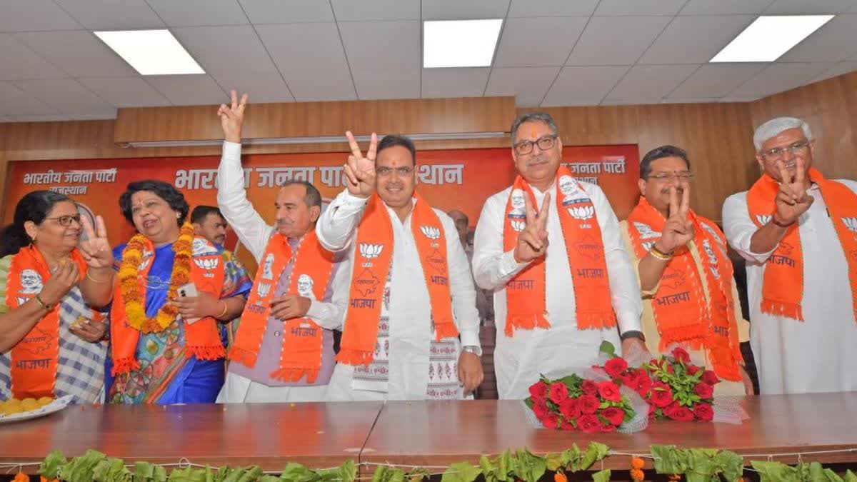 भाजपा के राज्यसभा उम्मीदवार सतीश पूनिया और अलका गुर्जर ने भरा नामांकन ...