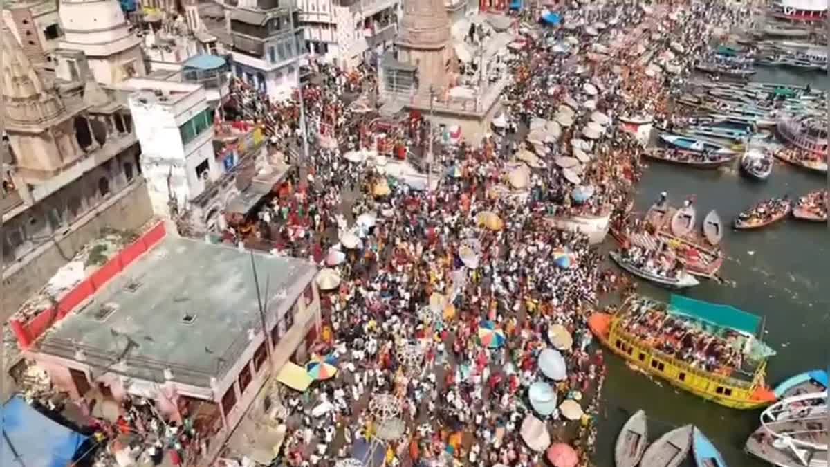 Drone Footage Shows Massive Rush In Varanasi As Devotees Flock Maha Kumbh