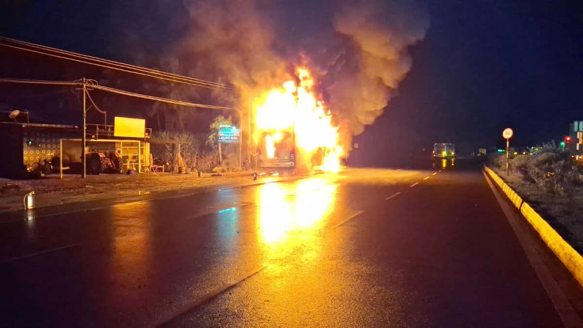 All 26 Evacuated Safely As Fire Guts Luxury Bus Near Vellore; Toll ...