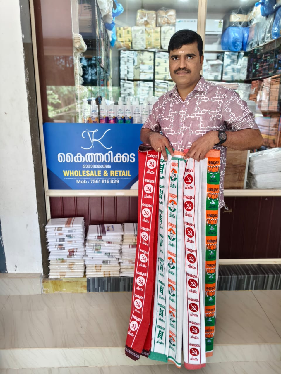 Kerala's New Campaign Uniform: Handloom Mundus with Party Symbols Go Viral