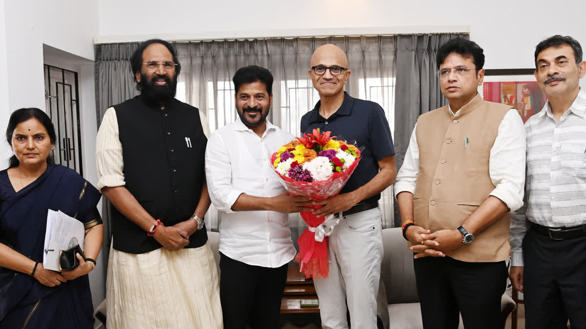 CM Revanth Reddy Meets Microsoft CEO Satya Nadella in Hyderabad ...
